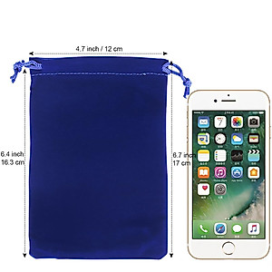 HRX Package 20pcs Velvet Jewelry Bags, 5x7 inch Blue Cloth Gift Drawstring Pouches Baggies Sacks for Dice Ornament