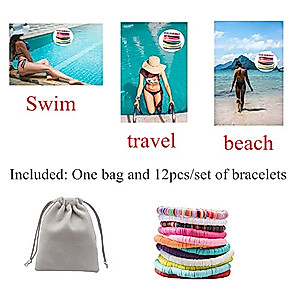 HYHONEY 12pcs Heishi Bracelet Cute Bracelets Clay Bead Bracelet Bracelets Set Stack Vinyl Disc Bead Surfer Stretch Bracelets Summer Beach Bracelet Bracelets For Women