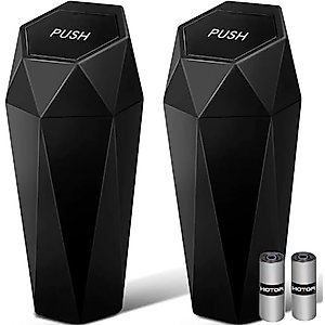 HOTOR Car Trash Can with Lid - 2 Pack, Mini Essential Car Accessories for Interior, Leakproof Garbage Can with 30 Attached Trash Bags, Multipurpose Organizers and Storage for Car, Home, Office