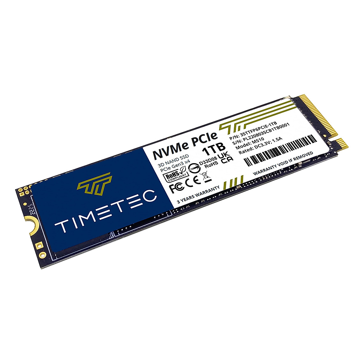 Timetec 1TB SSD NVMe PCIe Gen3x4 8Gb/s M.2 2280 3D NAND High Performance SLC Cache Read/Write Speed Up to 2,000/1,600 MB/s Internal Solid State Drive for PC Laptop and Desktop (1TB)