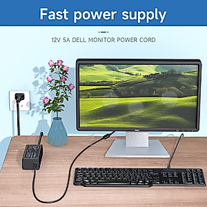 12V 5A Sceptre Monitor Power Cord, AC Adapter for Sceptre EC Series 35" 32" 30" 27" 24" 22" 20" 19" 15", E248W E225W E205W E275W C305W-2560UN C325W-1920R Screen Monitor Power Supply Charger