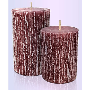 Hyoola Timberline Pillar Candles - 6 Pack - Rose Pink Pillar Candles - European Made Rustic Pillar Candle - 2.5 Inch x 3.5 Inch