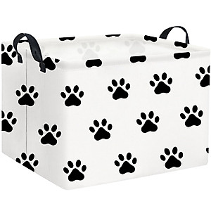 HIYAGON Dog toy Basket Dog Toy Bin Cute Toy Storage Basket Organizer Box Kids Gift Basket Empty Rectangular Room Decor for Home(Paw)