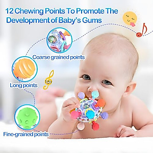 Baby Sensory Teething Toys - Updated Infant Teethers Montessori Toys, Infant Sensory chew rattles Toy Gift for Infant Newborn Boys Girls 0 3 6 9 12 18 Months Shower Gifts Toddler Learning Toys (Blue)