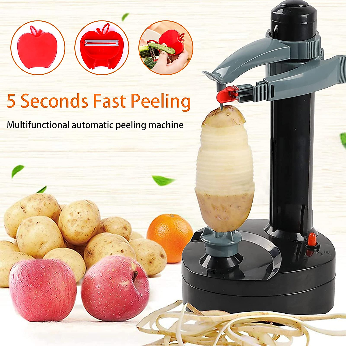Electric Rotato Peeler with 13 Replacement Blades Kitchen Automatic Rotating Peeling Tool for Fruit & Vegetable