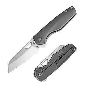 Kizer Sparrow Pocket Knife, 3.25" S35VN Steel Blade, Titanium Handle, Frame Lock, Sheepfoot Small Folding Knife, EDC Knife for Men Women, Ki3628A1