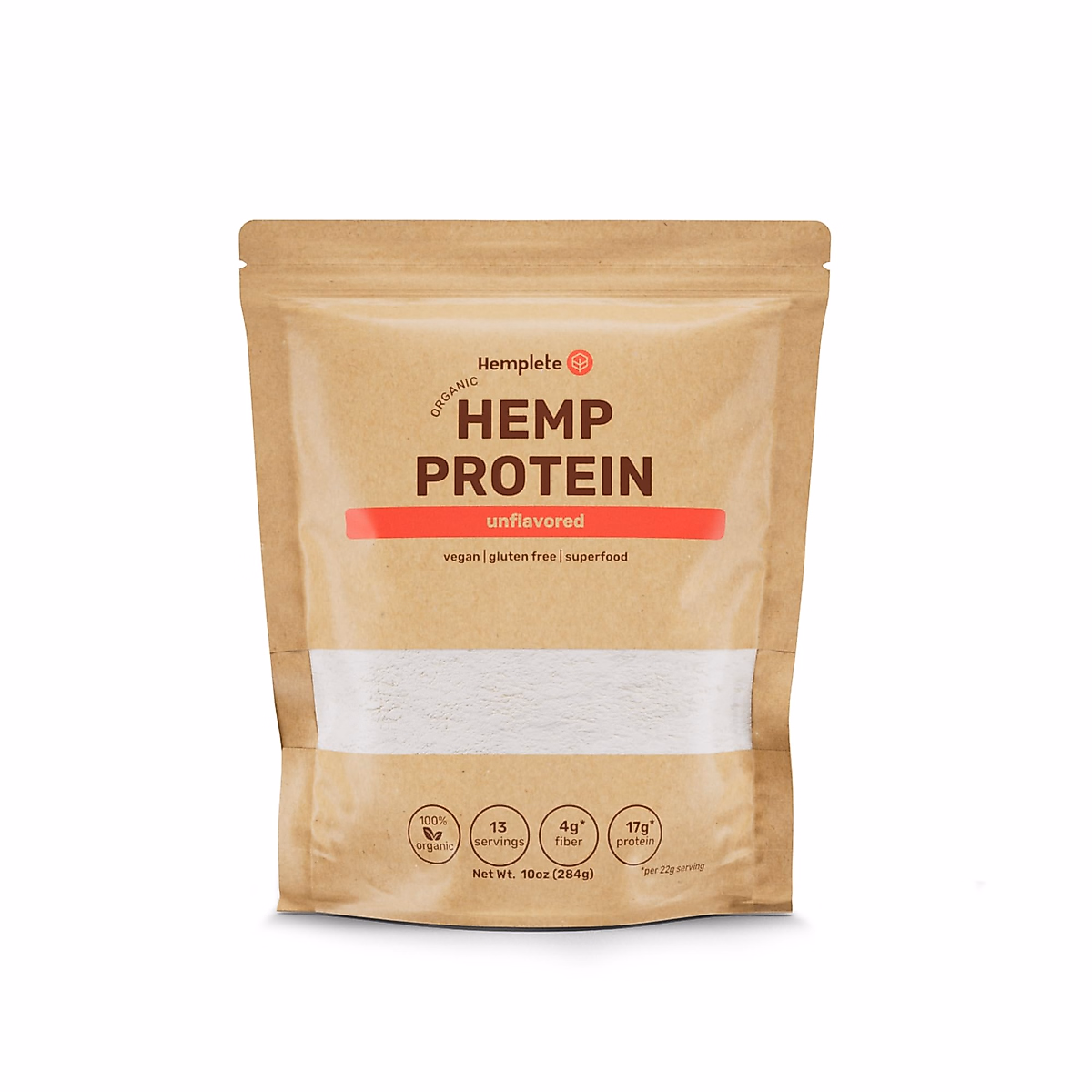 hemplete Organic Hemp Heart Unflavored Vegan Protein Powder, Plant-Based for Balanced Nutrition, All-Natural, 1 Ingredient, No Artificial Ingredients, Easy to Digest & Mix (10oz)