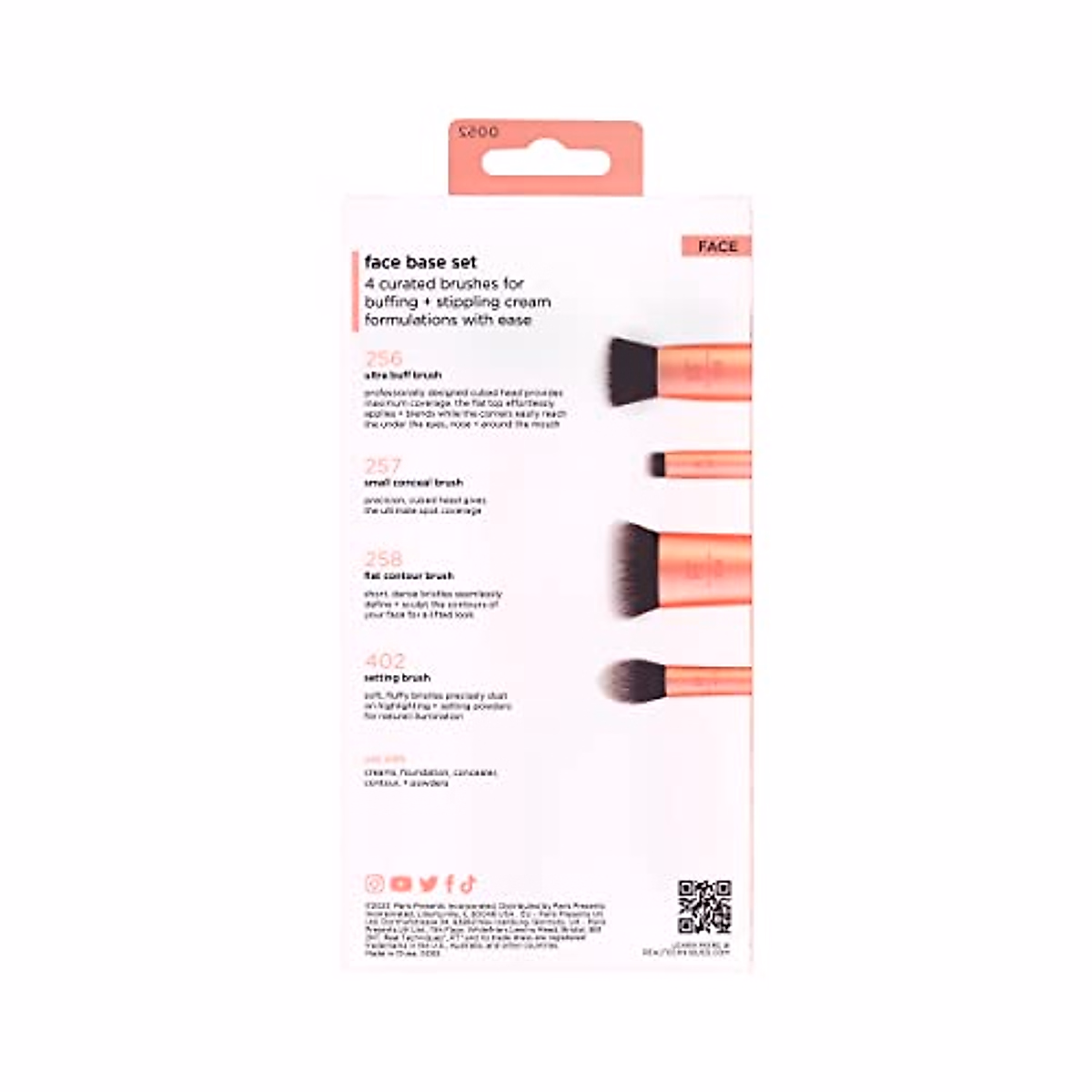 Real Techniques 4 Piece Face Base Makeup Brush Set, For Concealer, Foundation, Contour, & Setting Powder, For Blending & Sculpting, Travel Friendly, Gift Set, Stocking Stuffer, Cruelty-Free