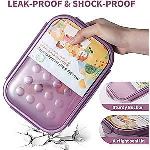 MISS BIG Lunch Box Kids,Ideal Leak Proof Lunch Containers, Mom’s Choice No BPAs and No Chemical Dyes Bento Box for Kids,Microwave and Dishwasher Safe Lunch Box (Purple M)