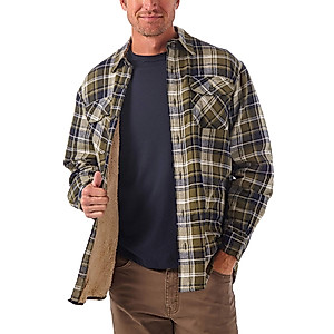 Wrangler Authentics Men's Long Sleeve Sherpa Lined Shirt Jacket, Olive Sky, 3X-Large