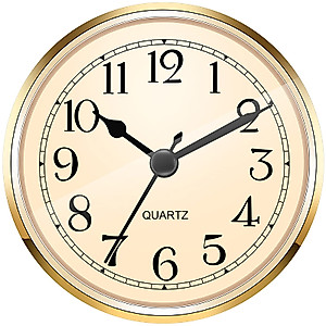 Hicarer 3-1/2 Inch (90 mm) Quartz Clock Fit-up/Insert with Arabic Numeral (Gold)