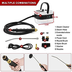 Pressure Steam Cleaner, 2500W Handheld High Temp Portable Steamer Cleaning Machine with 3 Brush Heads, for Home Use Grout Tile Car Detailing Kitchen Bathroom