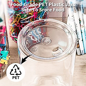 PLastic jars with lids 32 OZ & 16 OZ 24 Pcs Clear Plastic Storage Jars Containers with Airtight White Plastic Screw On Lids Cylinder Large Round Jars Easy Clean for Household and Kitchen Organizing