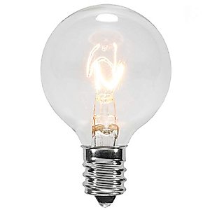 25 Pack Clear G40 Globe Light Bulbs for Patio String Lights Fits E12 and C7 Base 5 Watt 1.5 Inch Dimmable Light Bulbs G40 Replacement Bulbs for Patio Lights