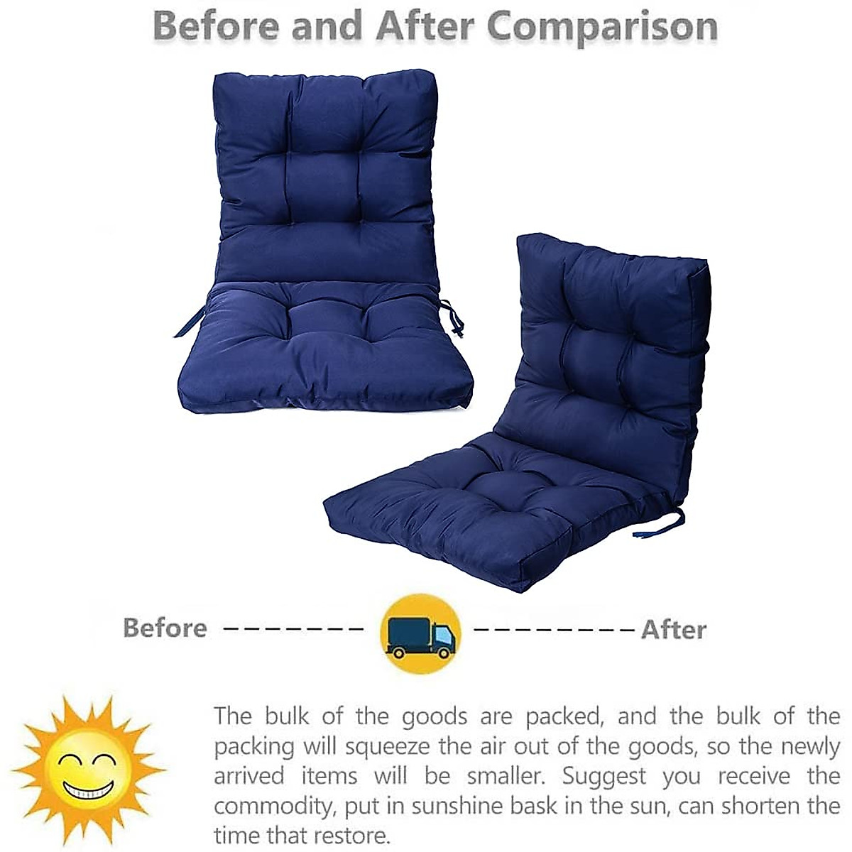 GPPSUNGD Waterproof Rocking Chair Cushion Patio Chair Cushion Outdoor Chair Cushions Set of Upper and Lower with Ties (Red)