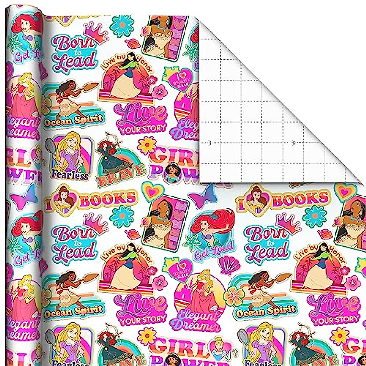 Hallmark Disney Princess and Frozen Wrapping Paper with Cutlines on Reverse (3 Rolls: 60 Square Feet Total) for Birthdays, Christmas, Valentine's Day