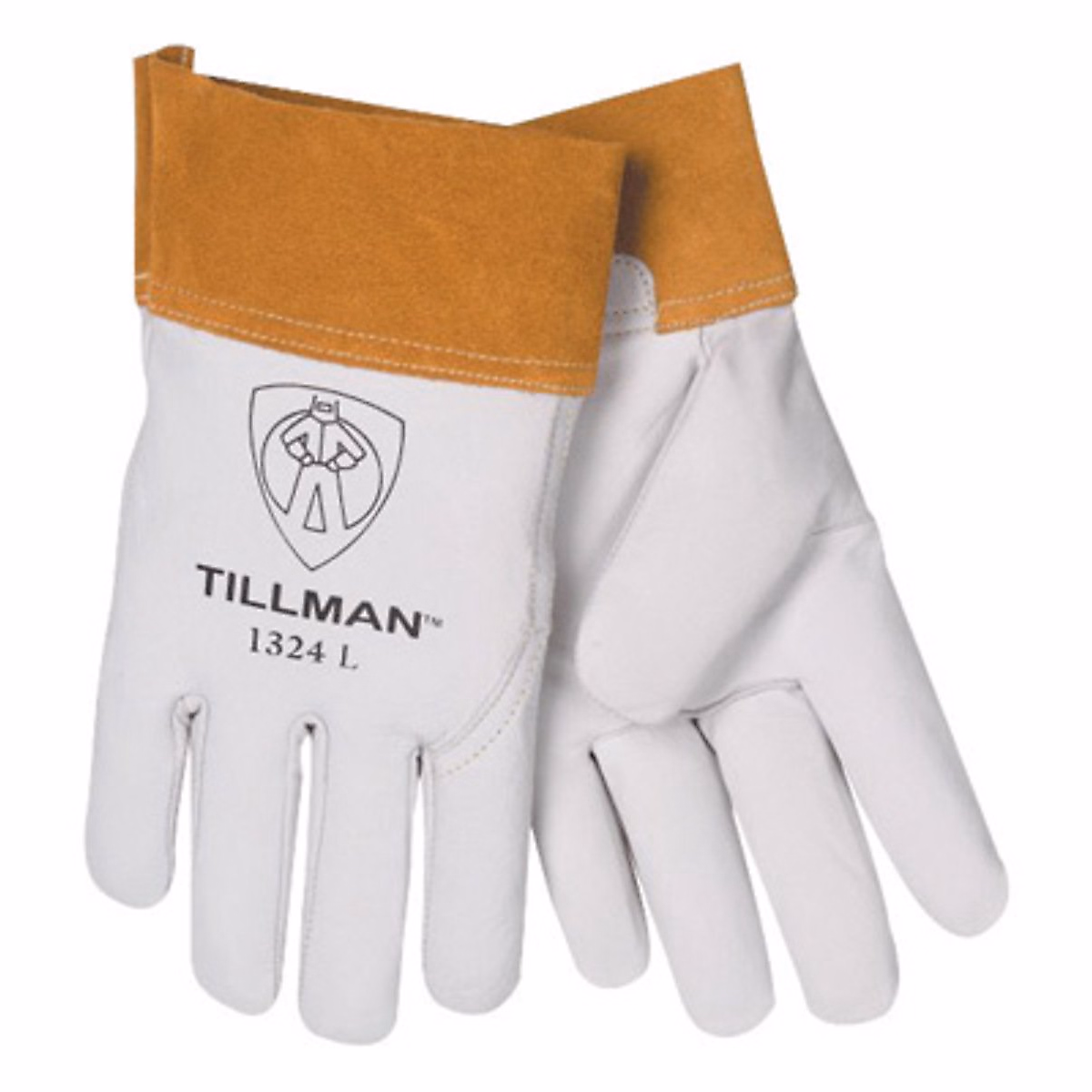 Tillman Large Pearl Top Grain Goatskin Standard Grade TIG Welders Gloves with Wing Thumb, 4" Cuff
