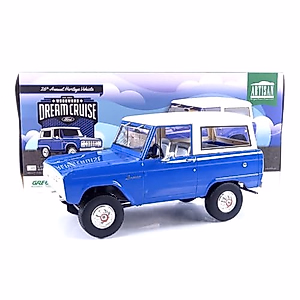 Greenlight 1966 Ford Bronco Blue with Cream Top 26th Annual Woodward Dream Cruise Featured Heritage Vehicle Artisan Collection 1/18 Diecast Model Car