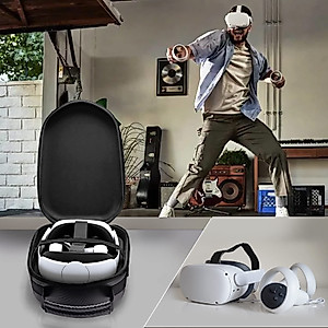 Case for Oculus Quest 2, Hard travel Case for Oculus Quest 2 VR Headset with Officaial Elite Strap,Touch Controllers Accessories,Virtual Reality Gaming Carrying Case with Silicone Face Mask,Lens Cover