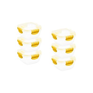 Superio Pack of 6 Plastic Food Storage Containers with Airtight Lids - 16 Oz, BPA Free, Leakproof, Stackable Sealed Containers for Organizing,- Microwave, Dishwasher and Freezer Safe, Yellow