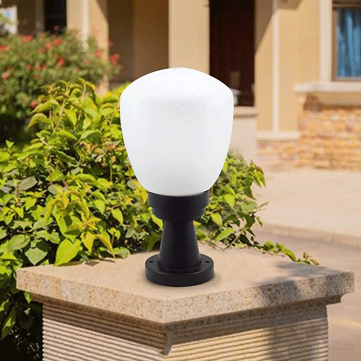 WANQINV Simple Acrylic Pillar Lanterns Outdoor Waterproof Pillar Lights PS Plastic Material Post Light Villa Landscape Lantern Home Door Street Lamp Garden Decorative Column Lamps (White)