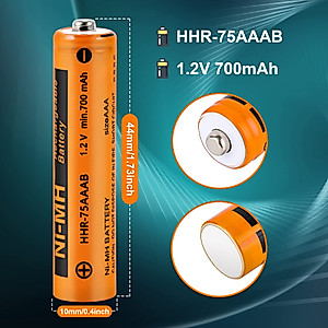 INF·AAA·L 8PCS HHR-75AAA Ni-MH Rechargeable Battery for Panasonic AAA Cordless Phones Batteries, 700mAh