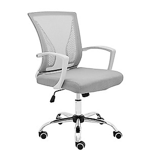 Modern Home Zuna Mid-Back Office Chair - White/Gray, 10.6D x 22.8W x 23.2H Inch