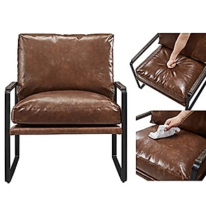 Ball & Cast Mid Century Upholstered Accent Chair Retro Design Armchair with Metal Frame, Brown