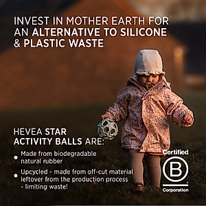 HEVEA Star Activity Ball Toy Made from 100% Upcycled Natural Rubber - Soft and Easy to Hold Baby Ball for Ages +4 Months - Plant Based, Plastic-Free, BPA-Free (Mint)