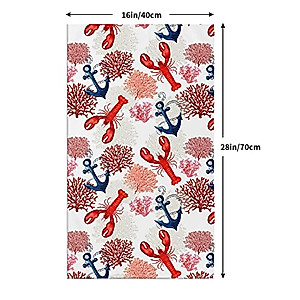 VunKo Lobster Anchor Corals Kitchen Dish Towel Soft Highly Absorbent Hand Towel Home Decorative Multipurpose for Bathroom Hotel Gym and Spa 15.7 x 27.5 Inches