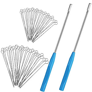 Hotop 2 Pieces Inoculation Loop Mycology Reusable Inoculation Loop with 90 Replaceable Nichrome Needle Tip Inoculation Rings Inoculation Rod for Lab