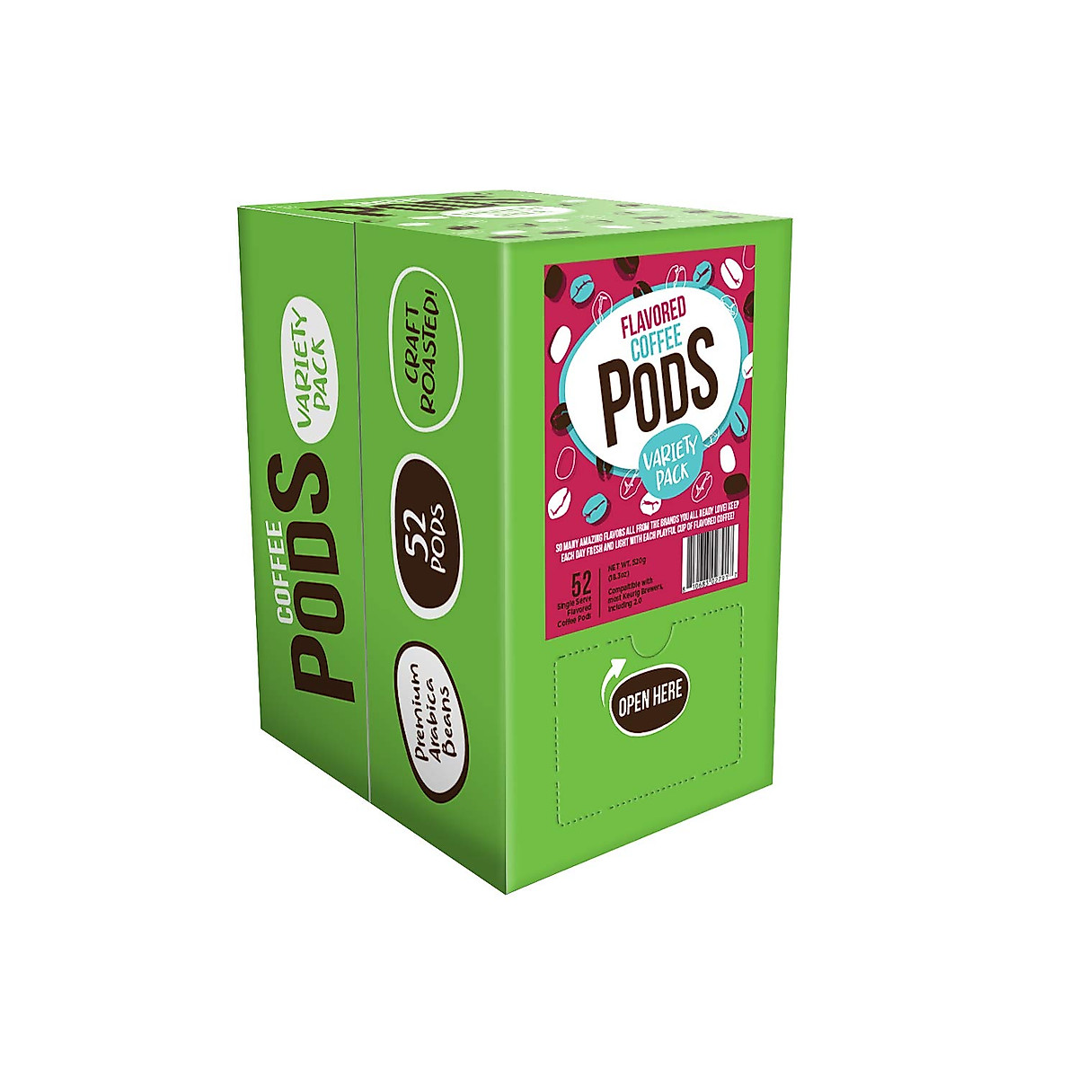 Coffee Pod Variety Packs Sampler, Compatible with K Cup Brewers Including 2.0, Assorted Variety Pack (Assorted Flavored Coffee, 52 Count (Pack of 1)