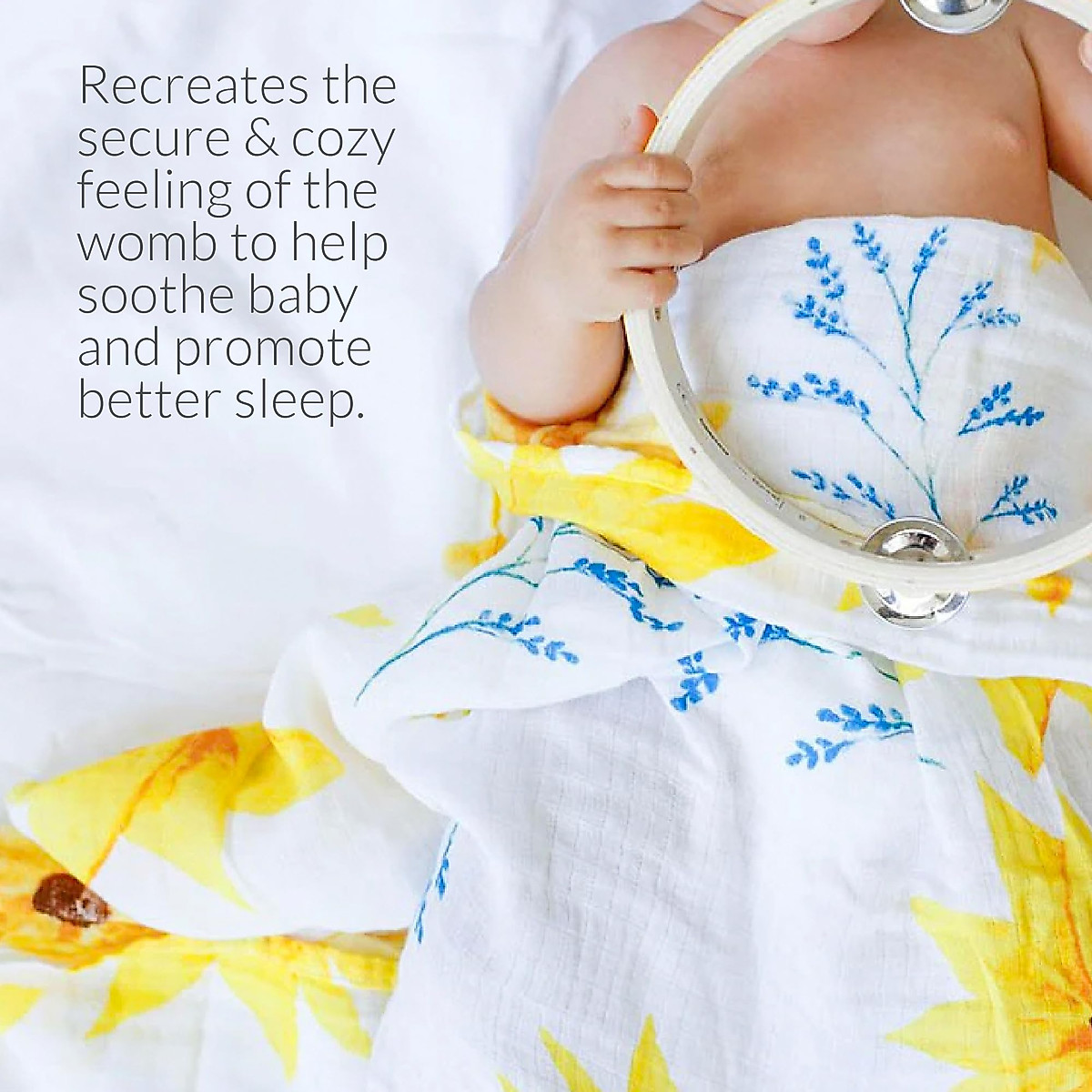 Malabar Baby Hypoallergenic Baby Swaddle Blanket, Large Soft Cotton Muslin Receiving Blanket for Unisex, 47 X 47 inch Sunflower