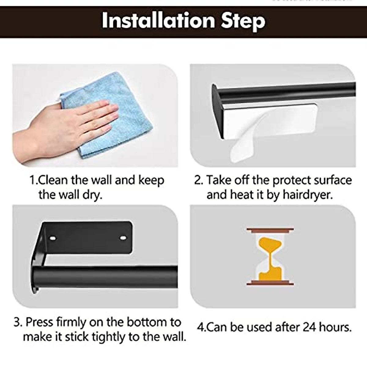 Self Adhesive Strips, Paper Towel Holder Replaces Stickers, Replacement Adhesive Strips Compatible with self Adhesive Paper Towel Holder,5.7 x 1.7 Inch-2 Pack