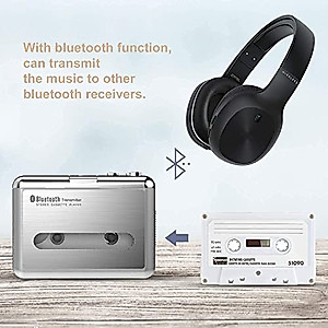 Bluetooth Walkman Cassette Player with Earphone, Portable Tape Player Compact Stereo Audio Music Wireless Bluetooth Output to Headphone/Speaker, 2AA Battery or USB Power Supply, 3.5MM Headphone Jack