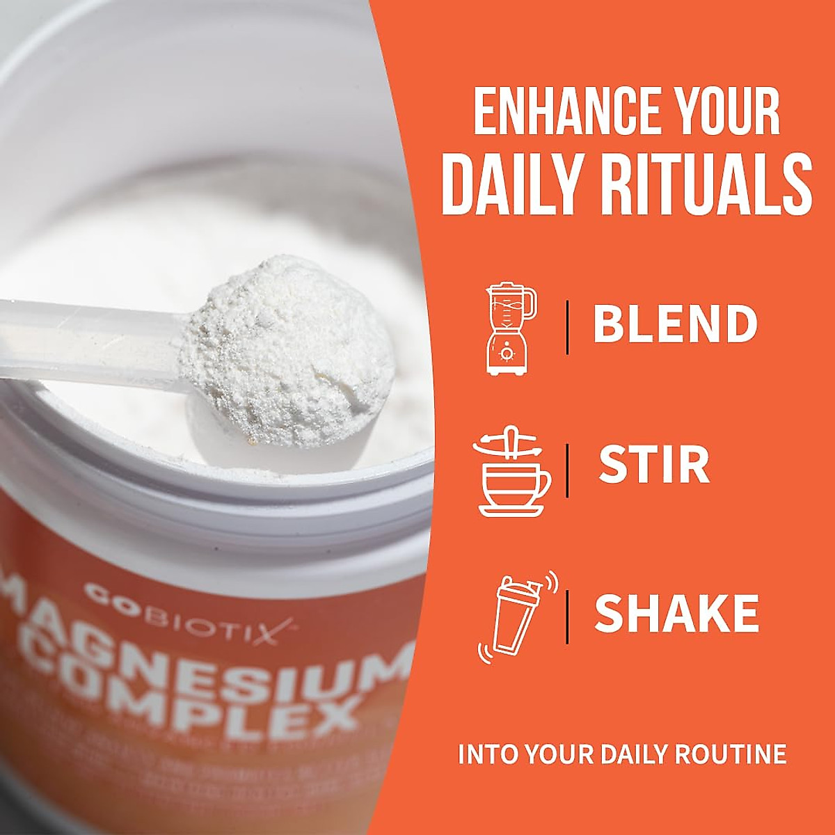 GoBiotix Magnesium Glycinate Powder - Magnesium Complex Supplement with Citrate, Malate, and Glutamine Chelate - Sugar Free, Non GMO - 420 mg per Serving - 60 Servings per Tub - Peach Tea