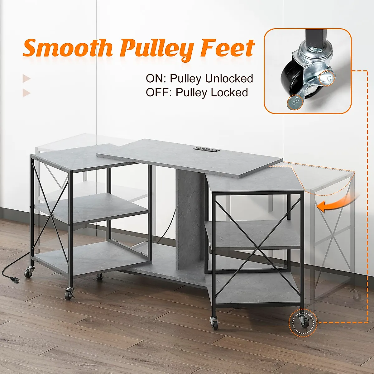 LENNYVILLNA TV Stand, Entertainment Center with Power Outlet, Flexible TV Stands for Living Room, Television Stands for 55 inch TV, TV Stand for Bedroom, Media Console Table