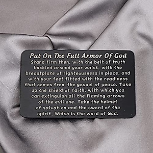 bobauna Put On The Full Armor of God Engraved Wallet Card Insert Christian Jewelry Protection Gift (Armor of God Card black)