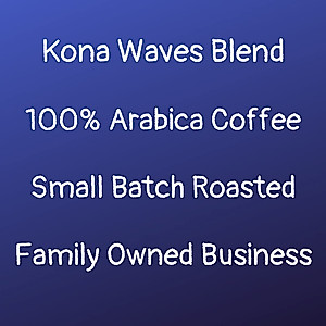 River Moon Coffee, Kona Coffee Whole Bean, Medium Roast, 2 lbs., Kona Waves Hawaiian Coffee Blend, Sustainably Farmed, 32 Ounces, 100% Arabica