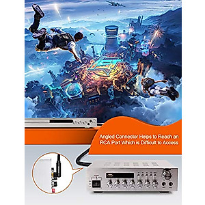 VANAUX 90 Degree RCA Cable Subwoofer Cable Male to Male Digital Coaxial Audio Cable for Home Theater, Sound Bar, TV, PS4, Xbox,and More,Black (10ft/3m)