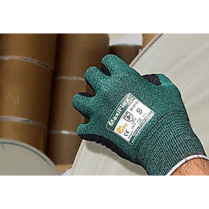 MaxiFlex 34-8743 Nitrile Cut Resistant Coated Work Gloves with Green Knit Shell and Premium Nitrile Coated Ending, 1 pack