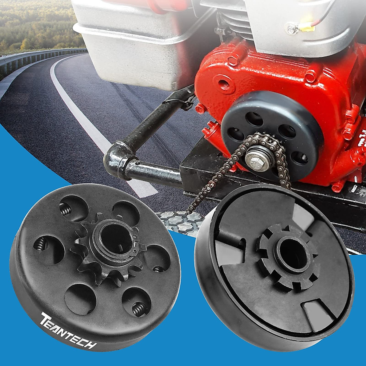 Go Kart Clutch 3/4" Bore 10T with #40 41 420 Chain for Go Kart Minibike Yerf-Dog karts with Tecumseh