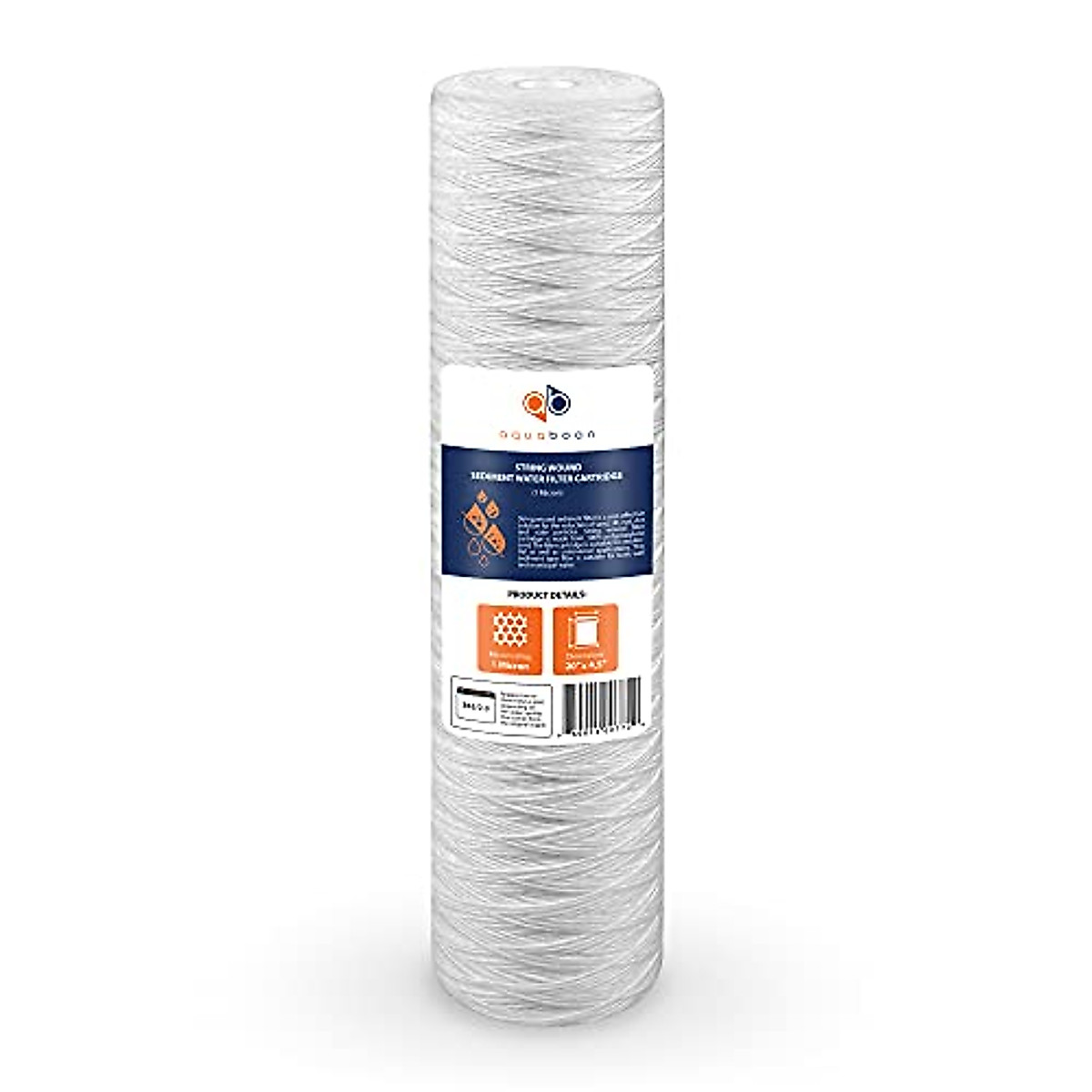 Aquaboon 1 Micron 20" x 4.5" String Wound Sediment Water Filter Cartridge | Whole House Sediment Filtration | Compatible with PC40-20, WP1BB20P, 355222-45, WPP-45200-01, WPP-45200-01, 84650, 2-Pack