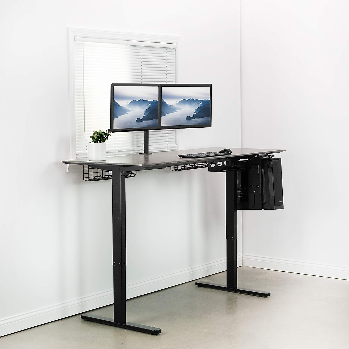 VIVO Electric Stand Up Desk Frame for 40 to 75 inch Table Tops, Frame Only, Single Motor Ergonomic Standing Height Adjustable Base with Memory Controller, Black, DESK-EV00B