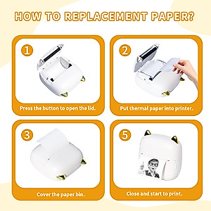 TXFTRR Mini Pocket Printer - Portable Thermal Printer with Light & 5 Colorful Pens, 5 Rolls Thermal Paper and 5 Rolls Adhesive Sticker Paper, Inkless Sticker Printer for Photo Journal Notes