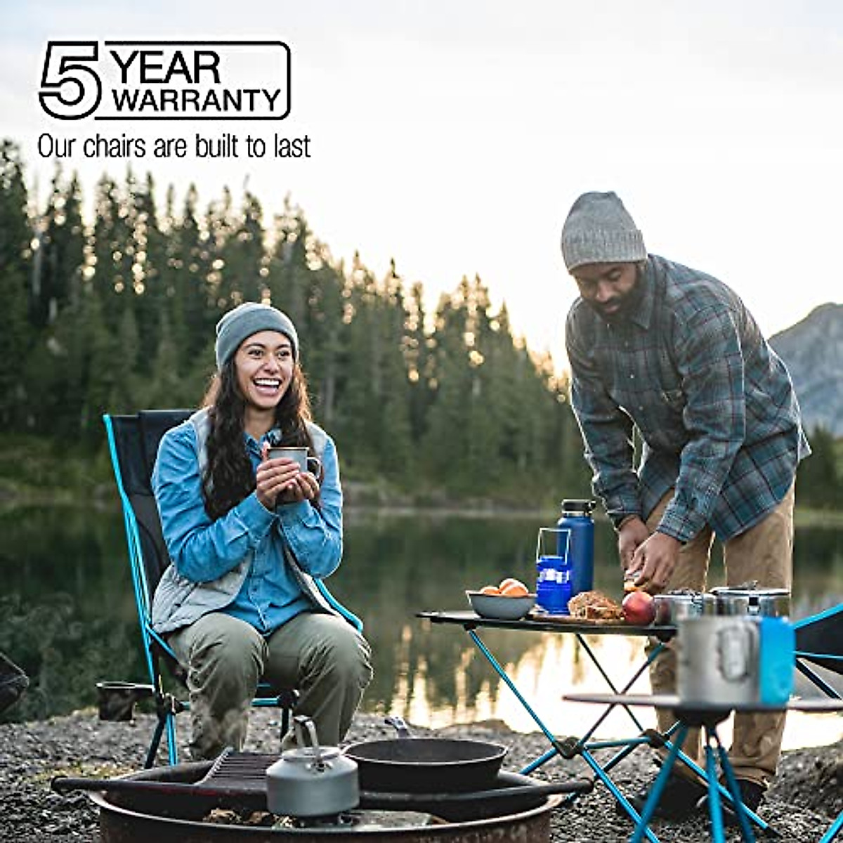 Helinox Chair Two Ultralight, High-Back, Collapsible Camping Chair, Black, with Pockets