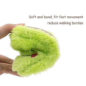 Effeltch Toddler Girls Fuzzy Slippers Unicorn Tie Dye Fluffy Sandals Cartoon Cute Warm Cozy Plush Slip on Kids House Slippers (Green Frog, 5)