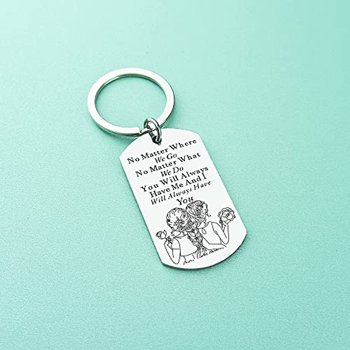 Davrock Sister Christmas Gifts Womens Stocking Stuffers for Women Beste Girl Girl Sister Friends No Matter Where Keychain Best Friend Keychain for Moving Away Gifts For Big Sister BFF Colleague