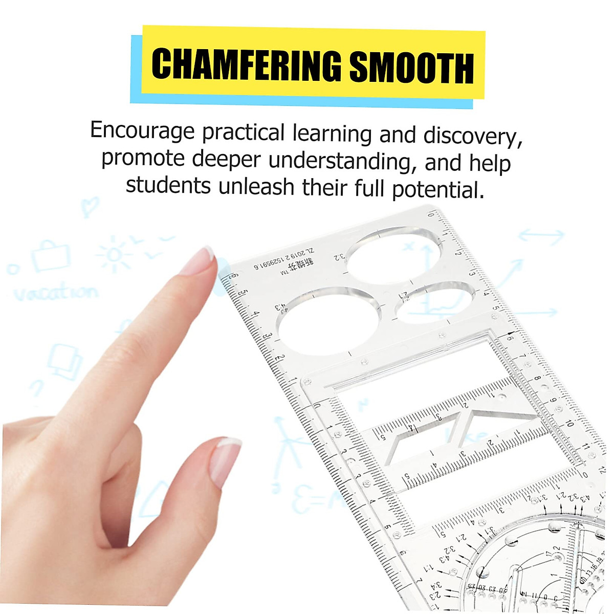 MAGICLULU 1 Set Drawing Ruler Clear Measuring Mathematics Measuring Ruler Clear Graphic Design Ruler Mathematics Measuring Circle Scale Ruler Plastic Multifunction Student Tape Measure