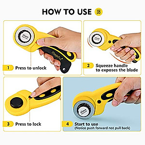Magicfly Rotary Cutter Set, 45mm and 28mm Fabric Cutters Kit with Extra 10 Blades, A3 Double-Sided Self Healing Cutting Mat, 12x6 Inch Quilting Ruler for Sewing, Fabric Cutting, Art Crafting
